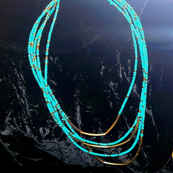 Native American | Jewelry | Elegant Turquoise And Gold Beaded Native ...